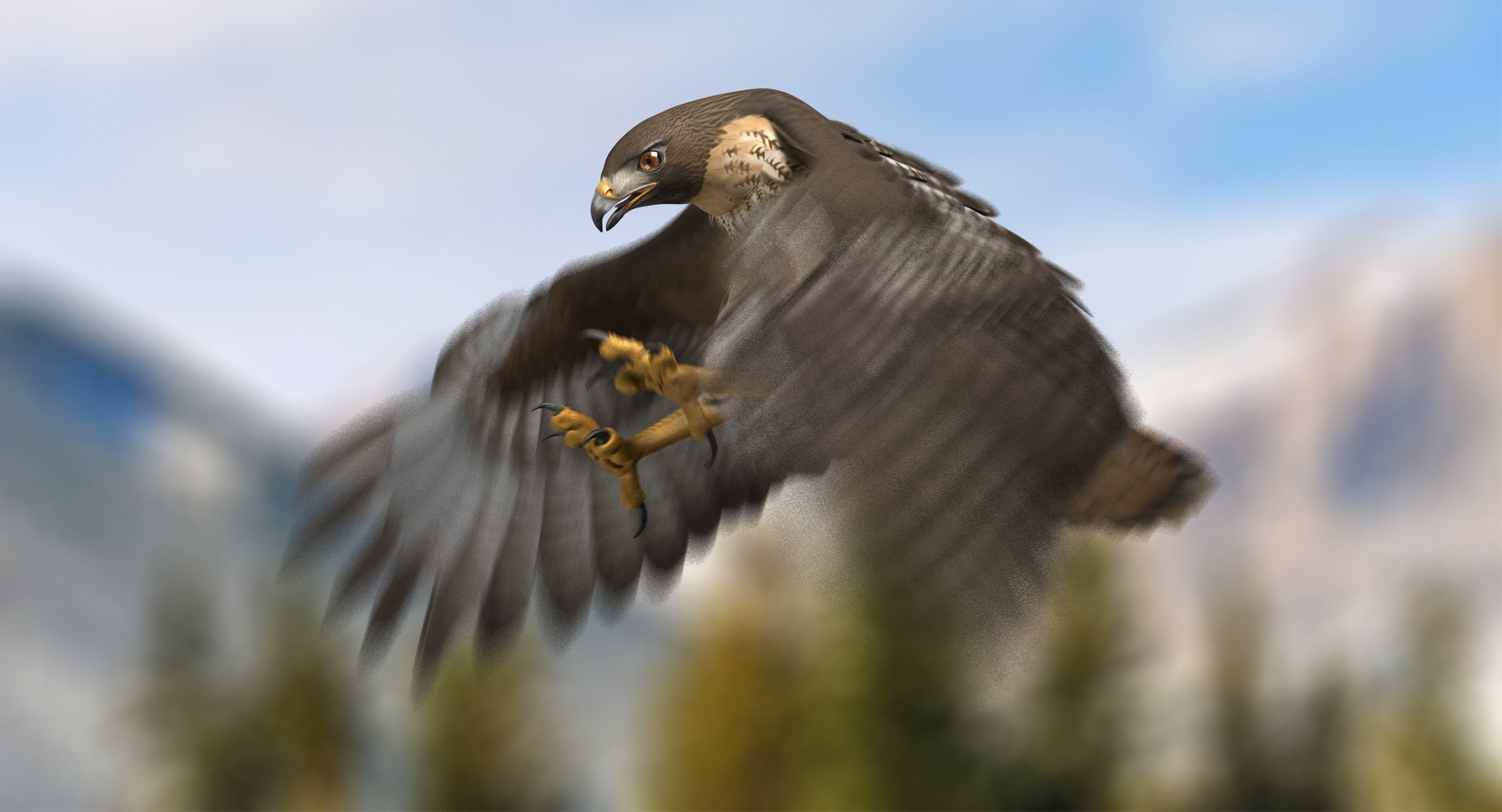 Red-tailed hawk animation tail model - TurboSquid 1220302