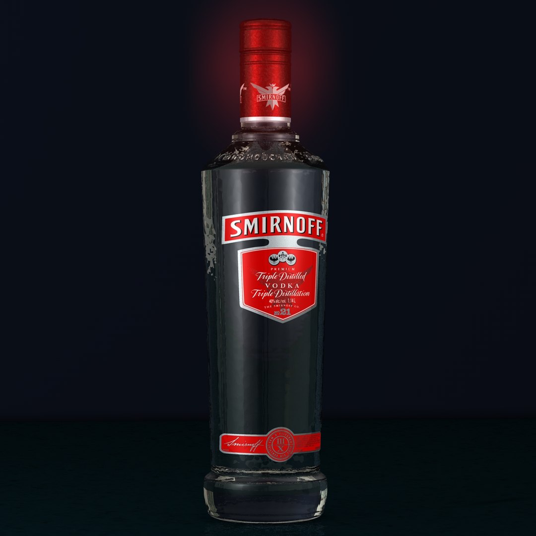 3d photorealistic smirnoff vodka bottle