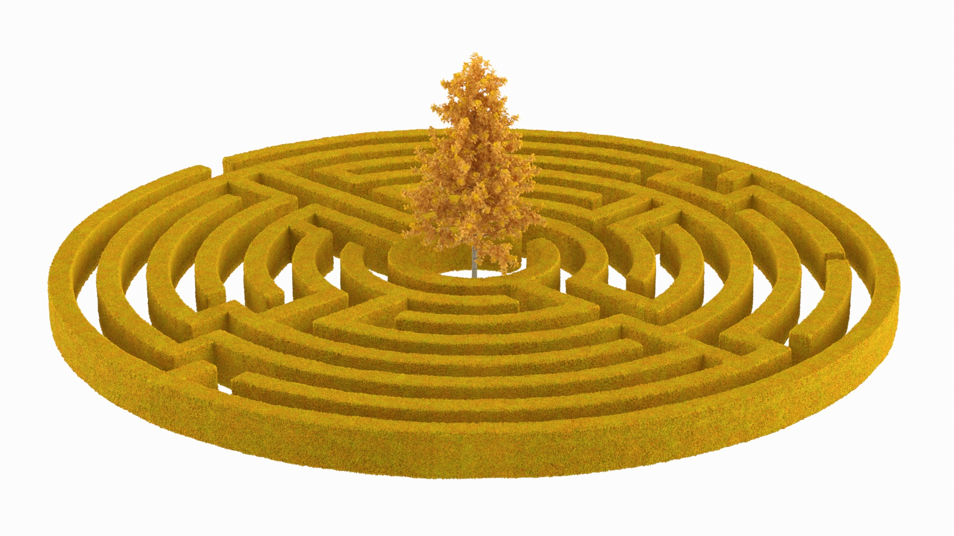 Autumn Labyrinth Garden With Tree 3D Model - TurboSquid 2412734