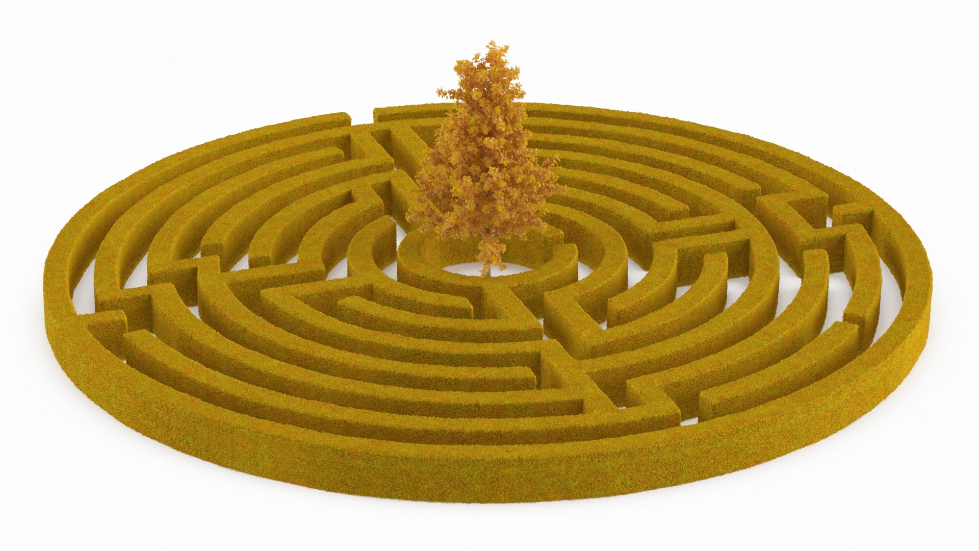 Autumn Labyrinth Garden With Tree 3D Model - TurboSquid 2412734