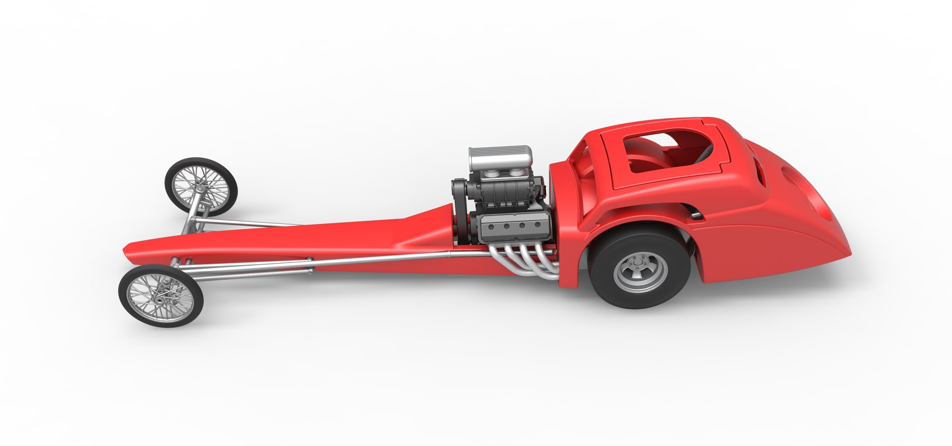 3D Diecast Front Engine Old School Dragster With Shell Version 8 Scale ...