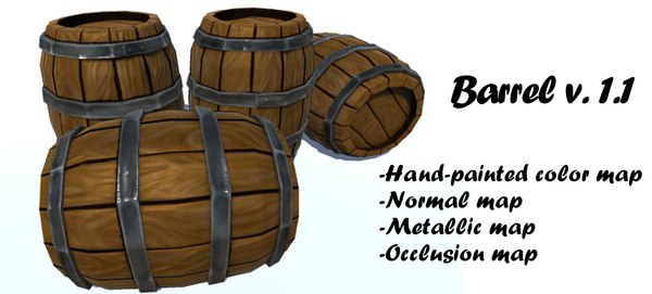 3D FBX Barrel Wooden Unity