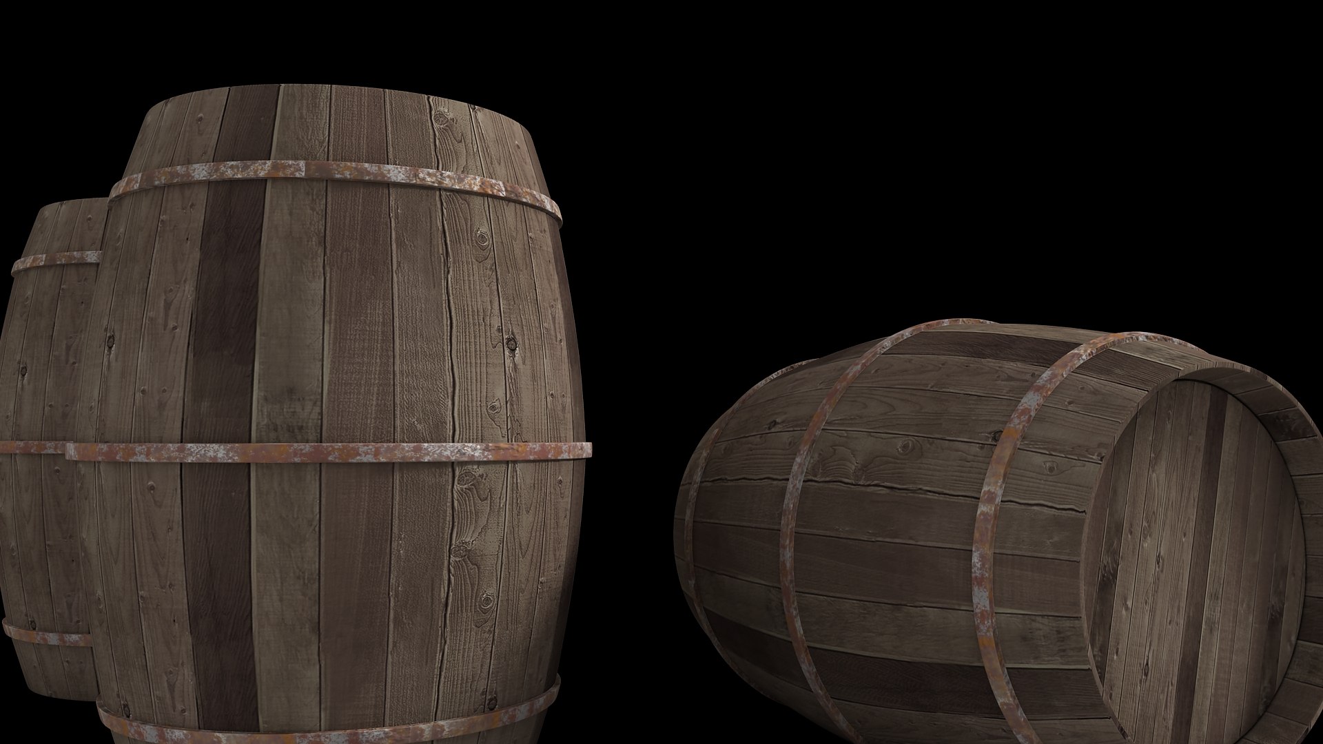 3D Old Wooden Barrels For Animation And Games Model - TurboSquid 2303032