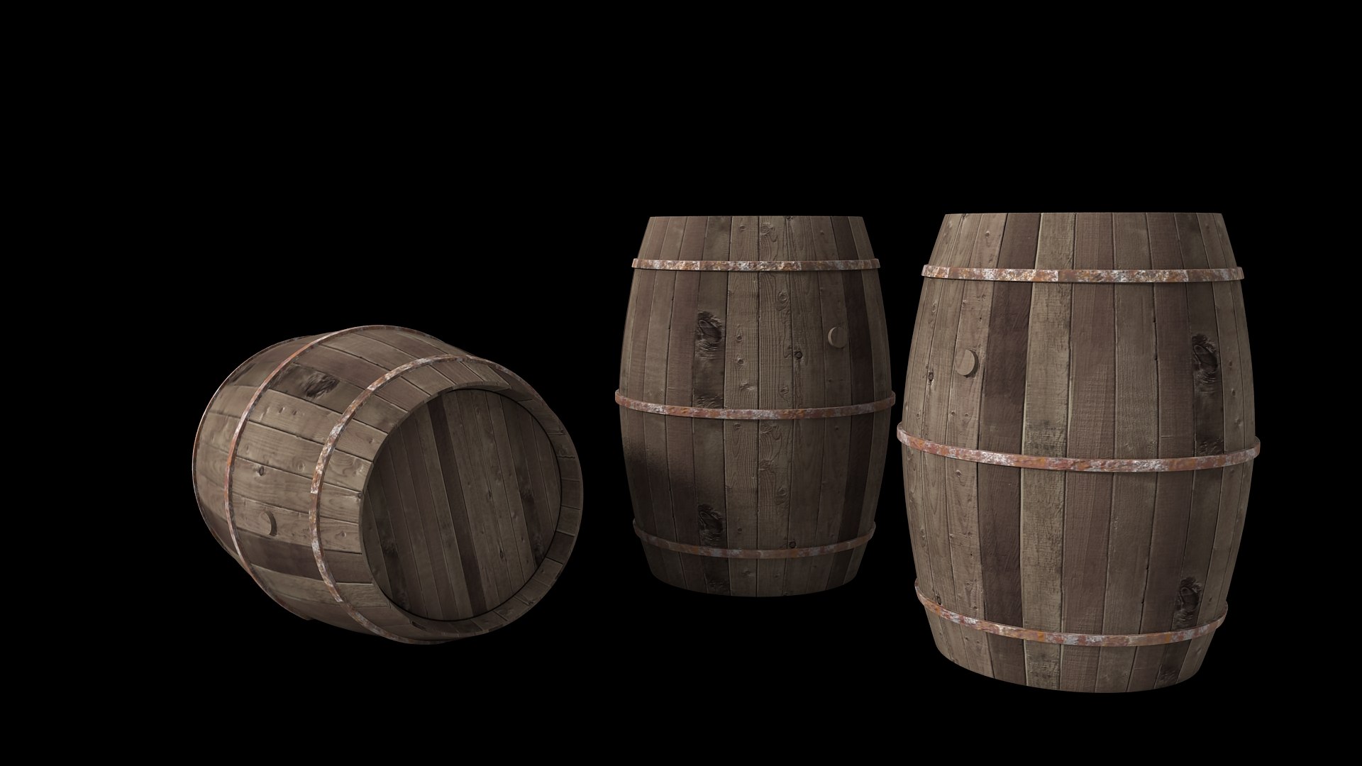 3D Old Wooden Barrels For Animation And Games Model - TurboSquid 2303032