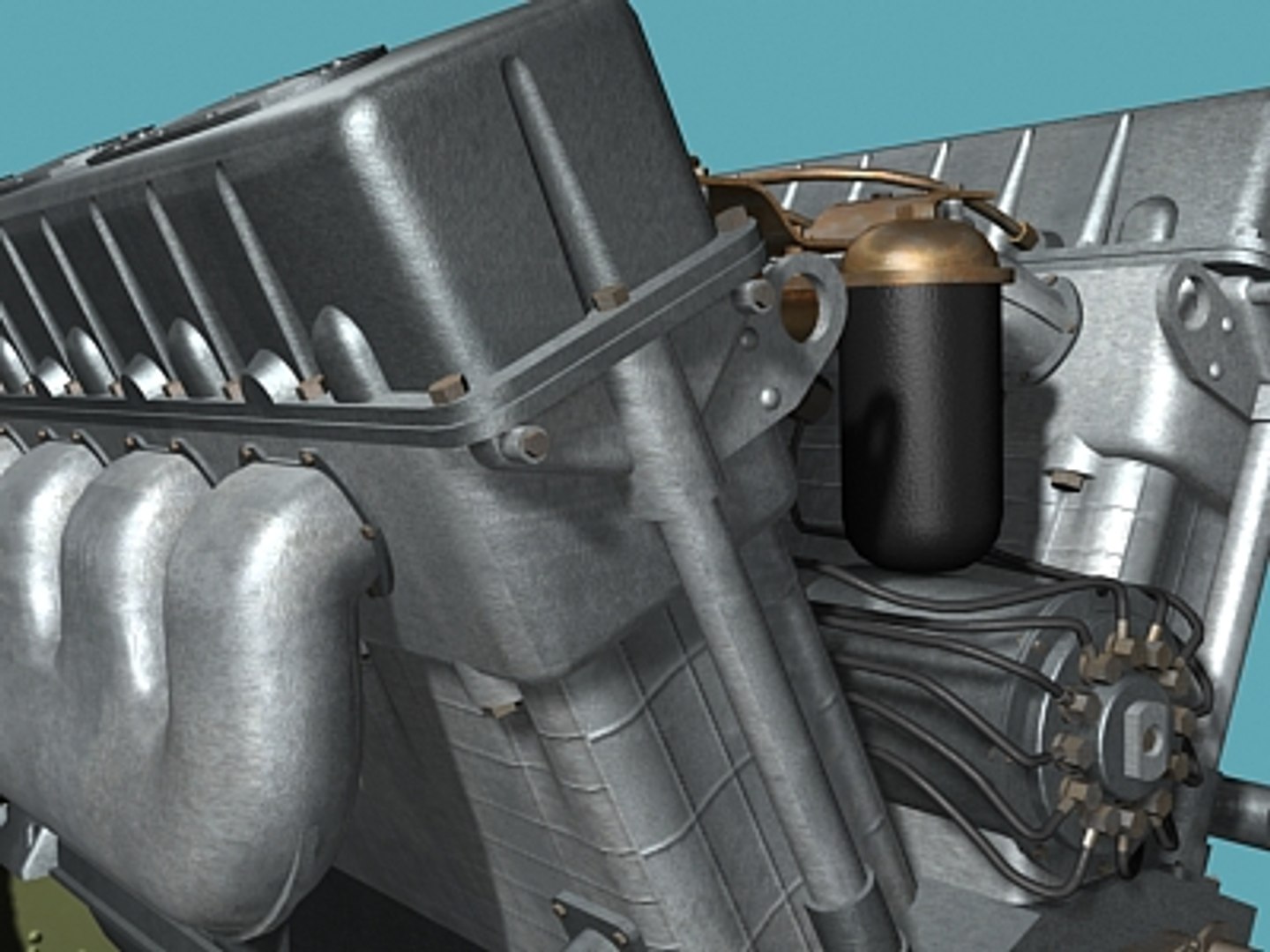 Engine T-34 Tank 3d Model