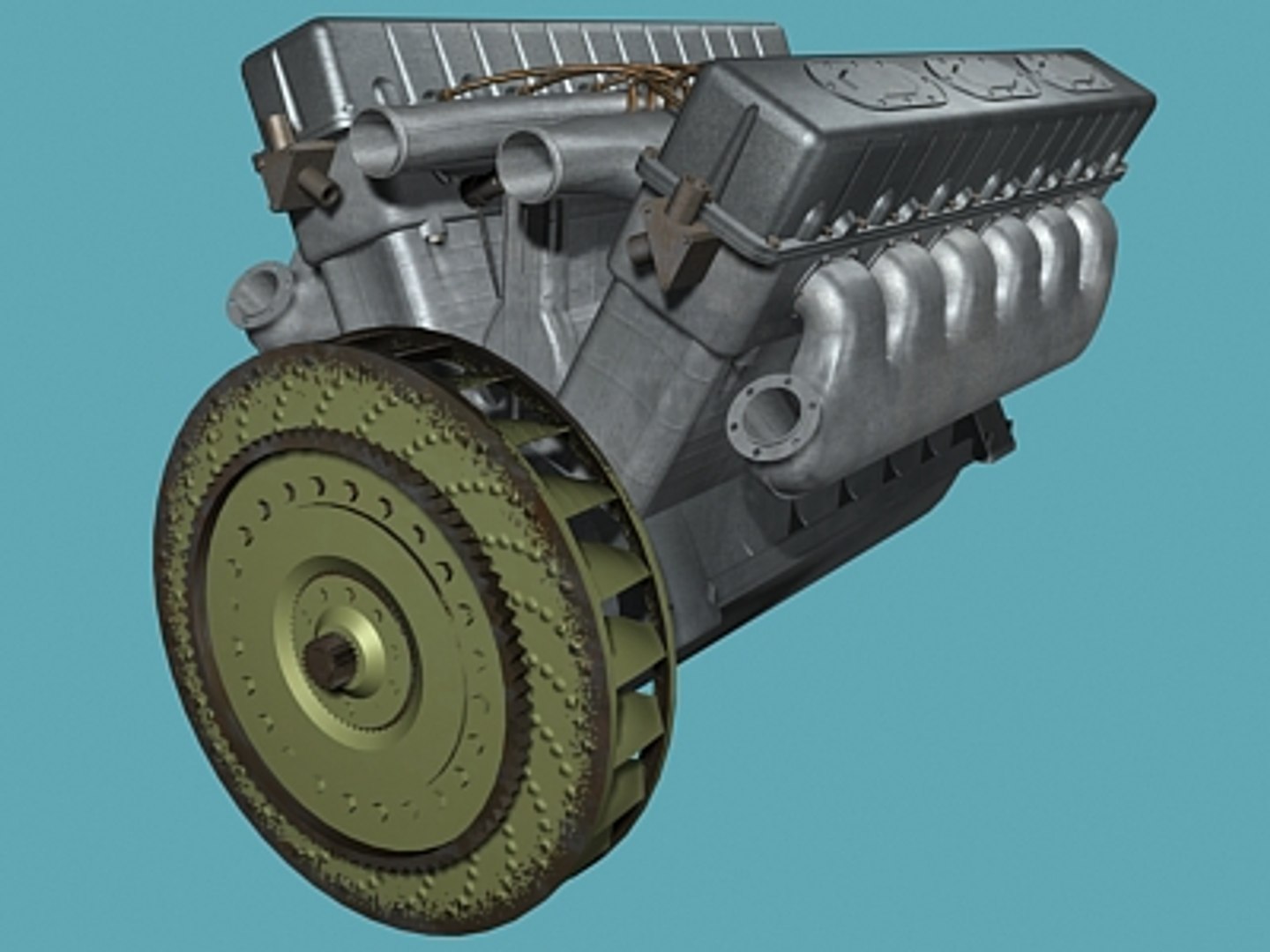 Engine T-34 Tank 3d Model