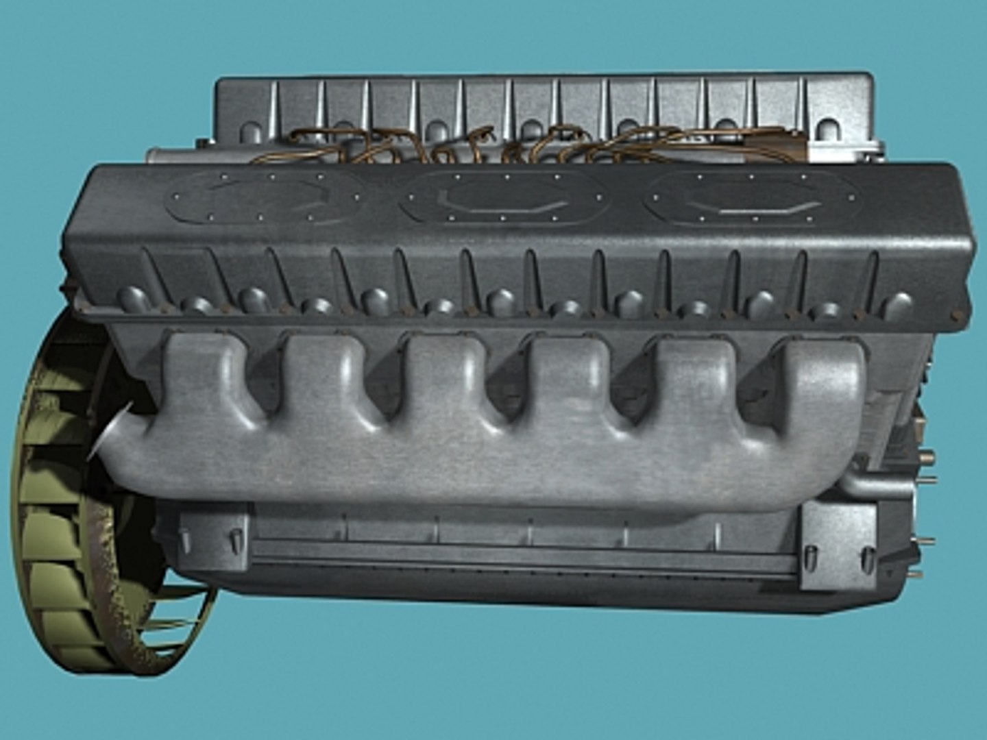 Engine T-34 Tank 3d Model