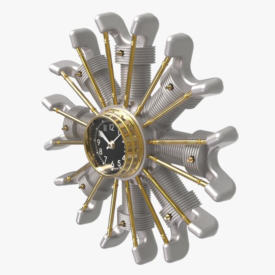 3D vintage powerplant engine wall clock - TurboSquid 1432895