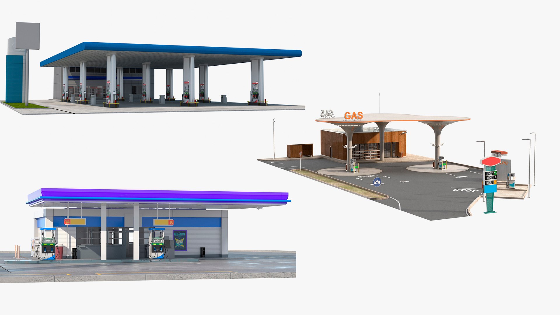 Petrol Stations Collection 3D model - TurboSquid 2174818