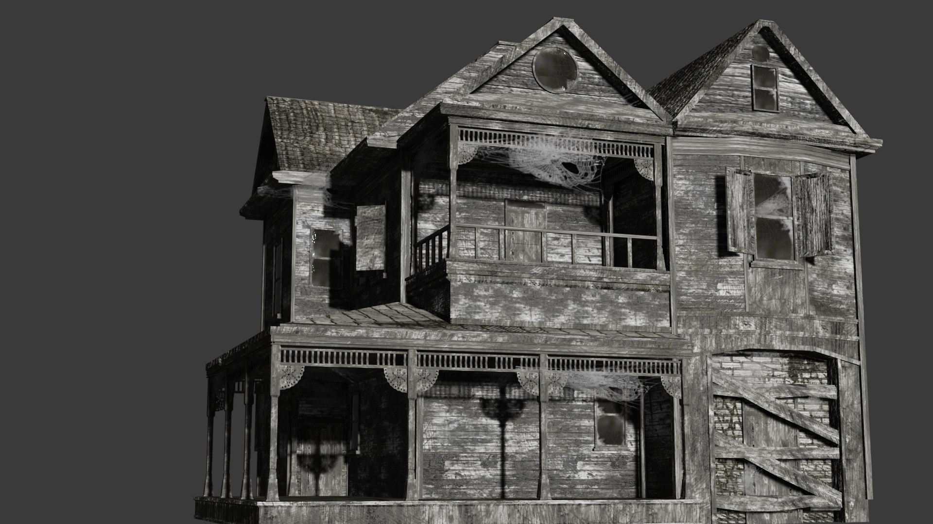 3D House Abandoned Old - Realistic Low Poly Model - TurboSquid 1992552