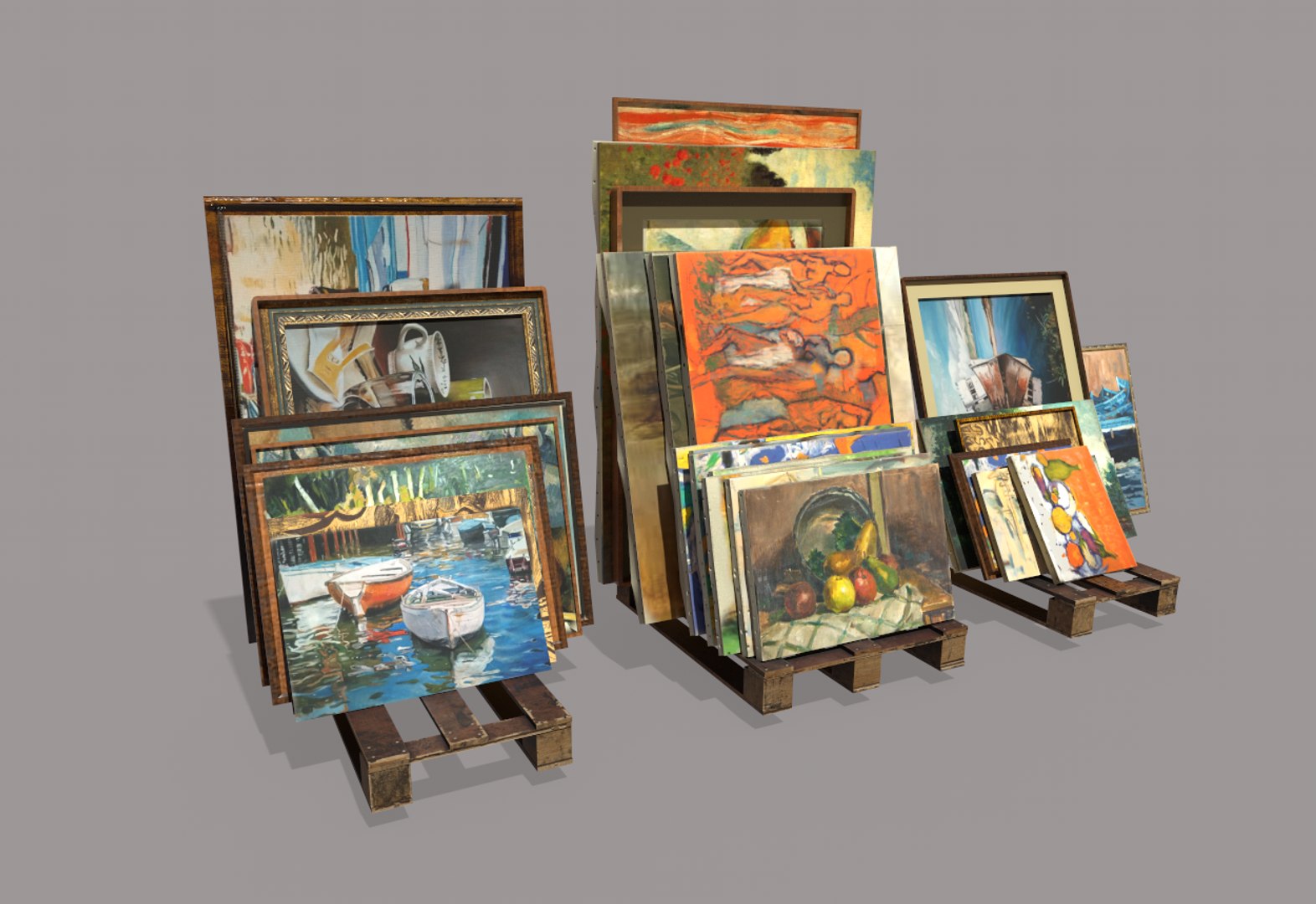 3D Oil Painting Leaning Wall Model - TurboSquid 1693951