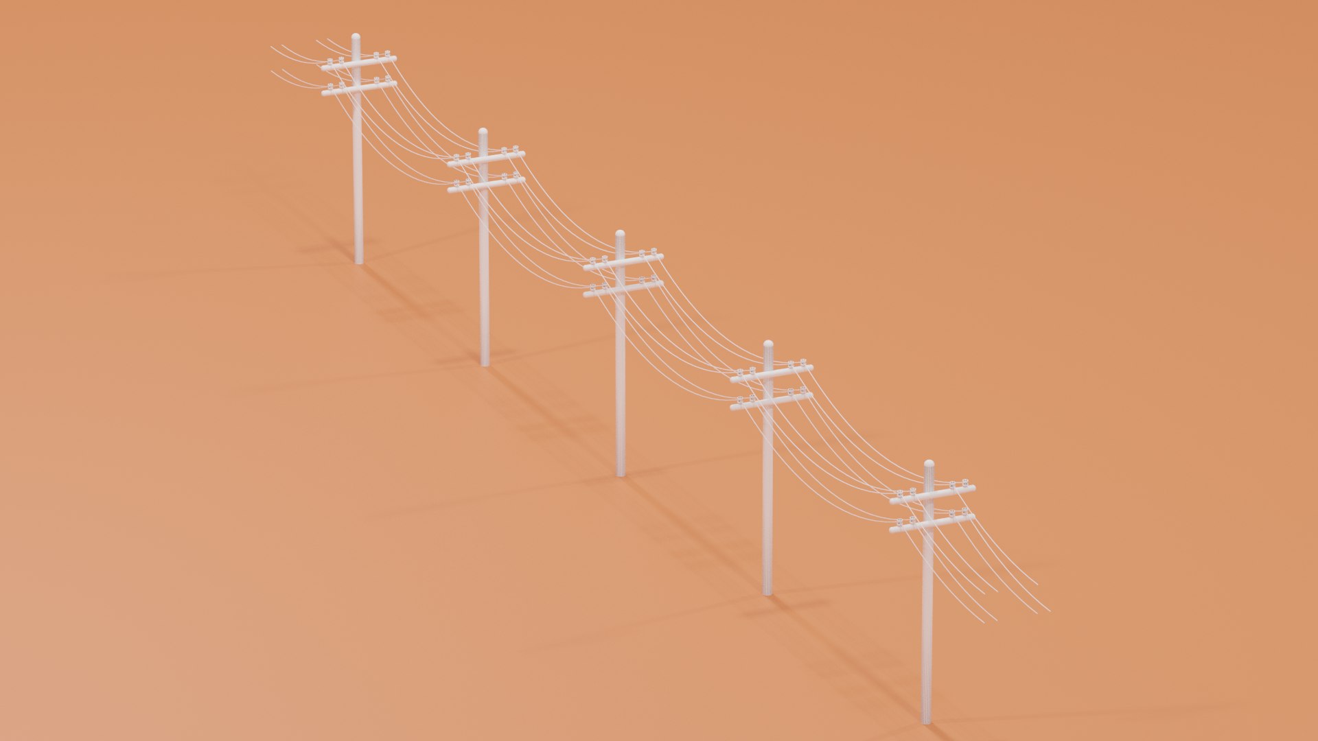 3D Wooden Telephone Pole Power Line - TurboSquid 2239041