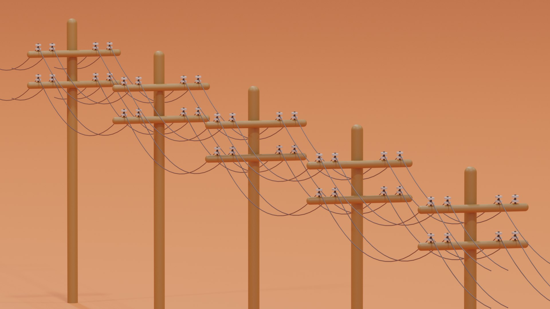 3D Wooden Telephone Pole Power Line - TurboSquid 2239041