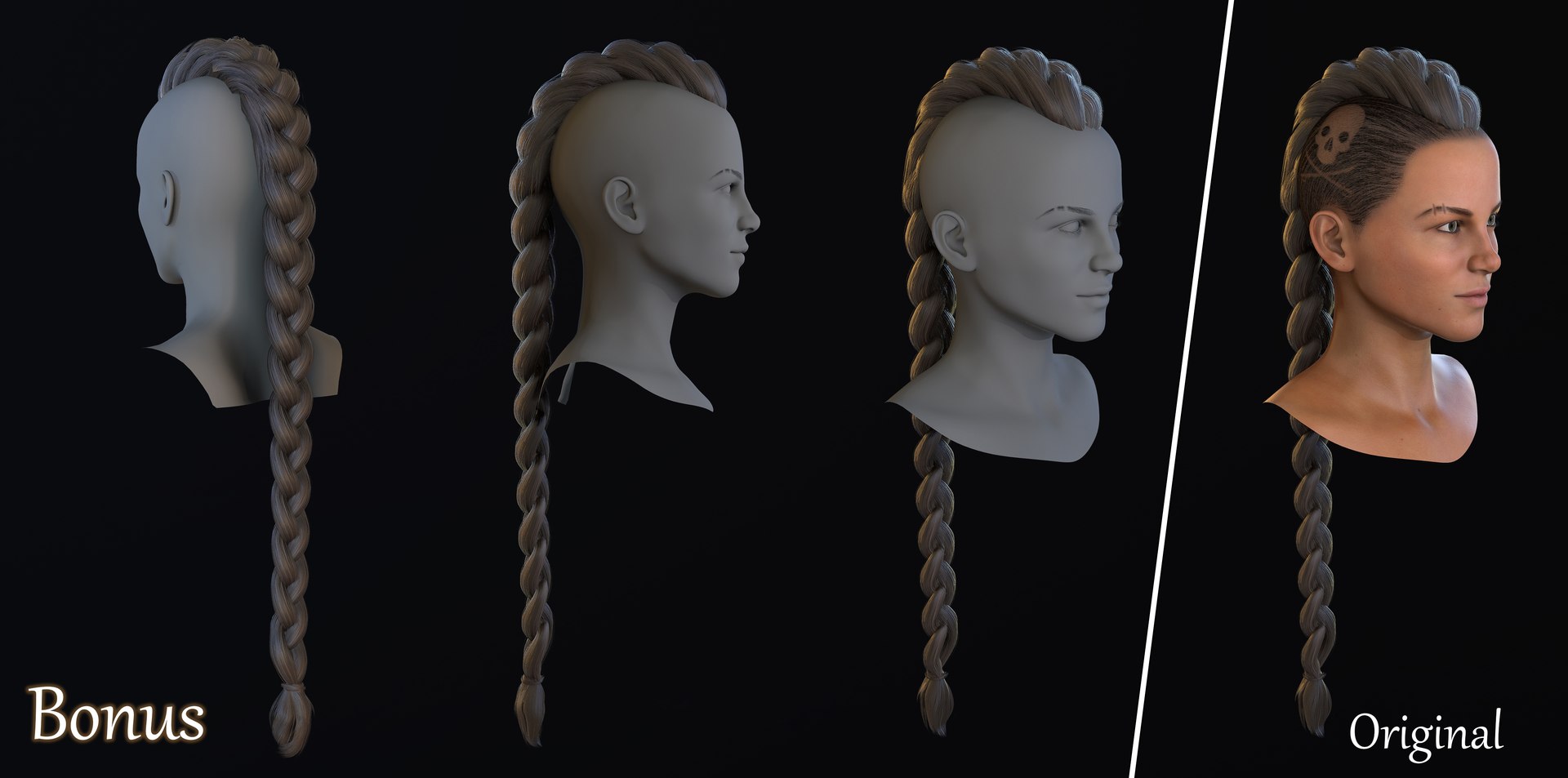 Realtime Long Braid With Bonus 3D Model - TurboSquid 1813679