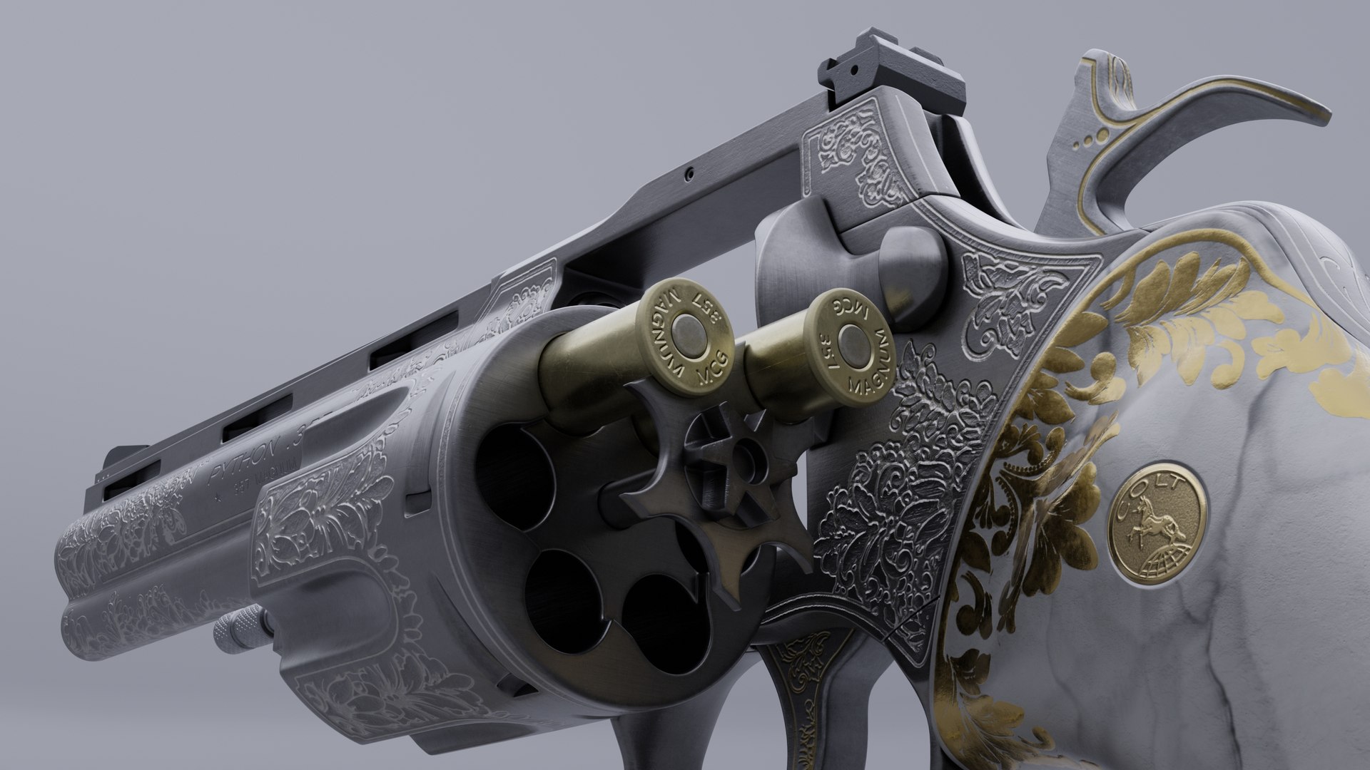 Colt Python 357 6 Inch Engraved Model - TurboSquid 2035833