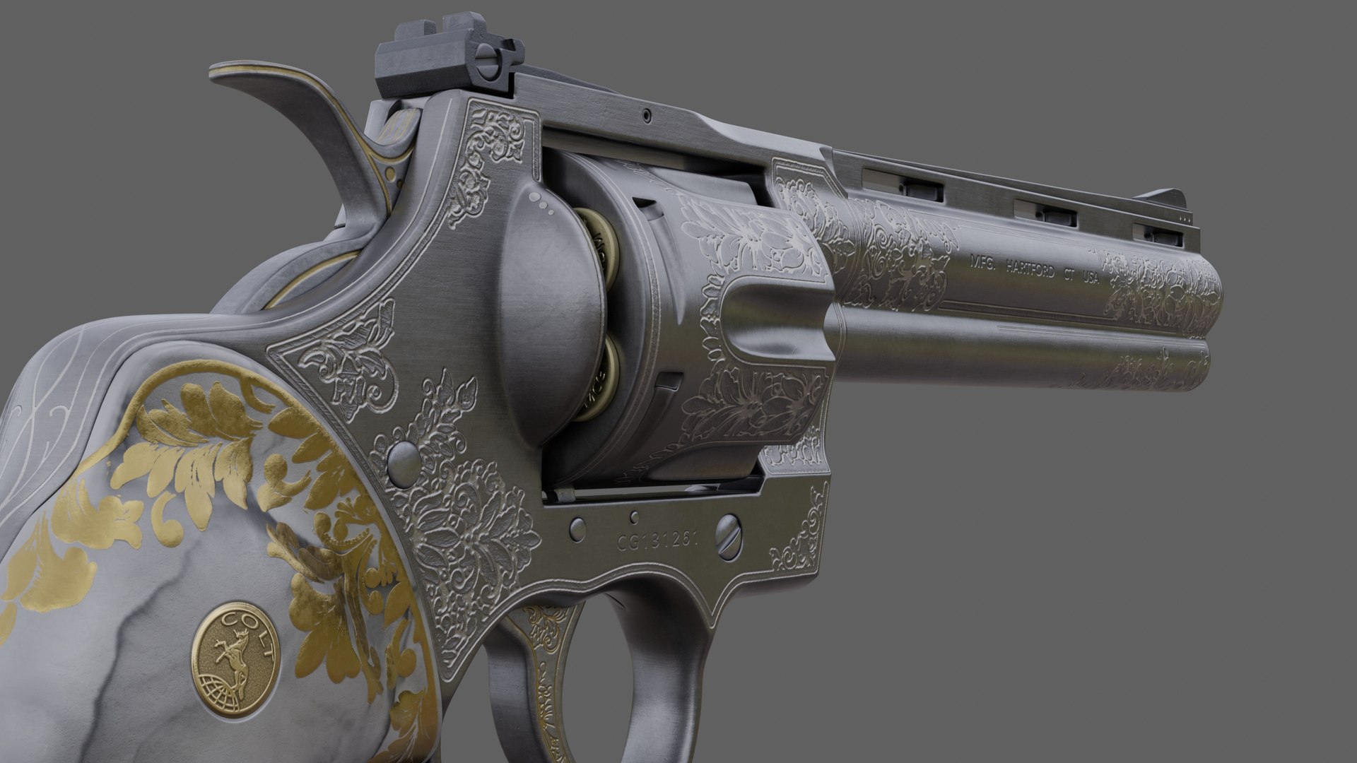 Colt Python 357 6 Inch Engraved Model - TurboSquid 2035833