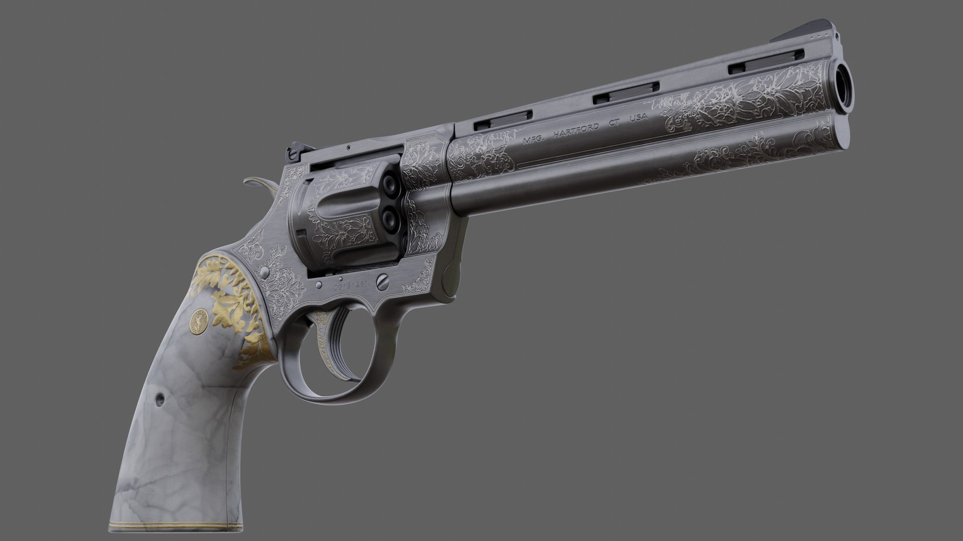 Colt Python 357 6 Inch Engraved Model - TurboSquid 2035833