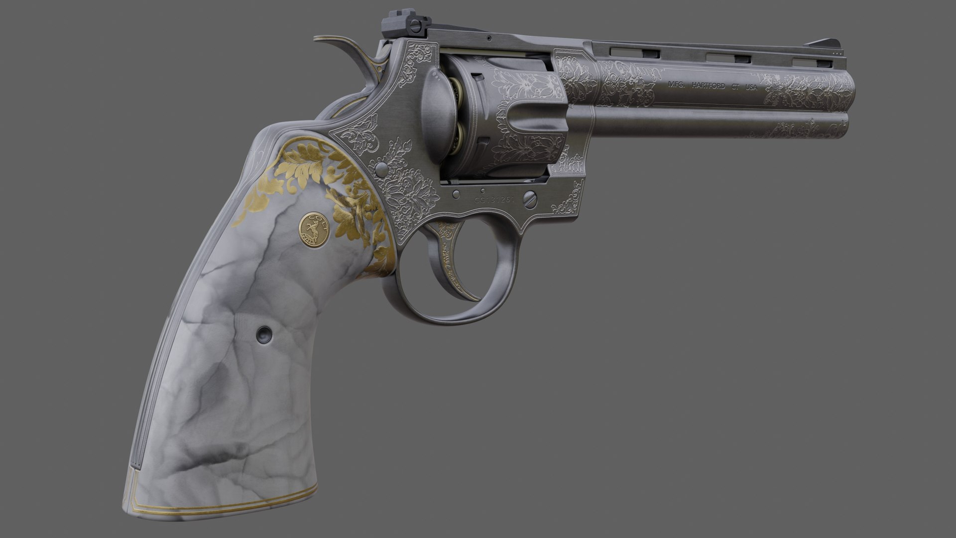 Colt Python 357 6 Inch Engraved Model - TurboSquid 2035833
