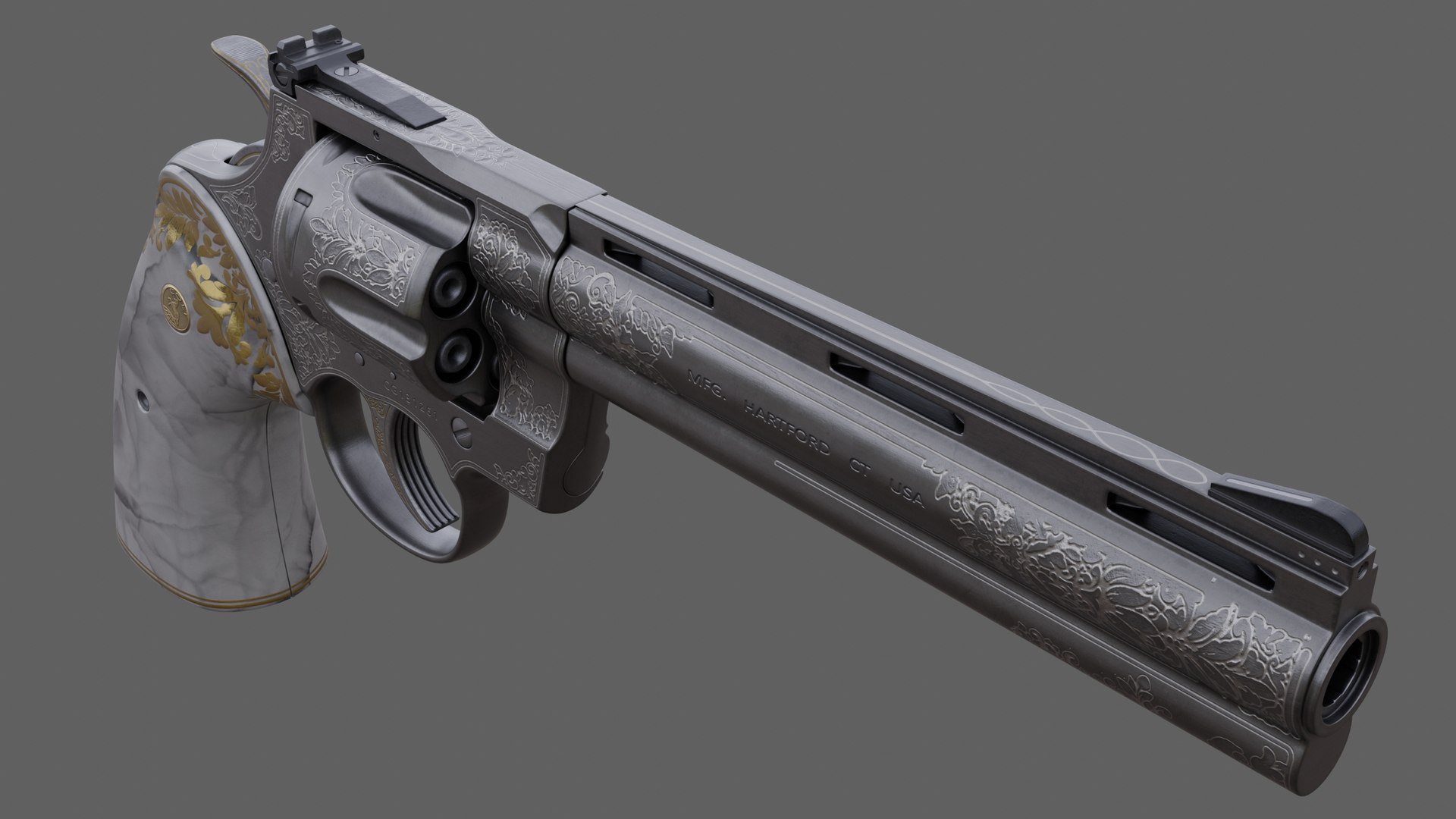 Colt Python 357 6 Inch Engraved Model - TurboSquid 2035833