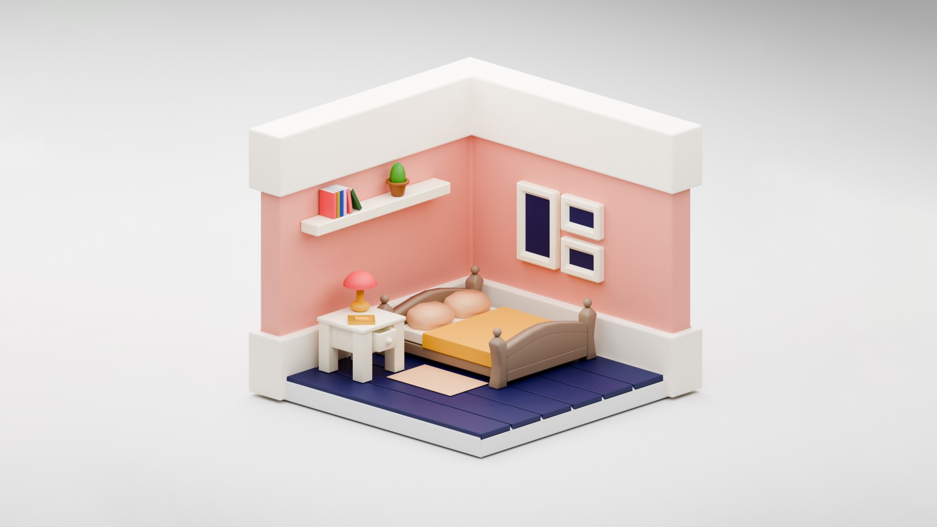 Isometric Bedroom 3D Model - TurboSquid 2387619