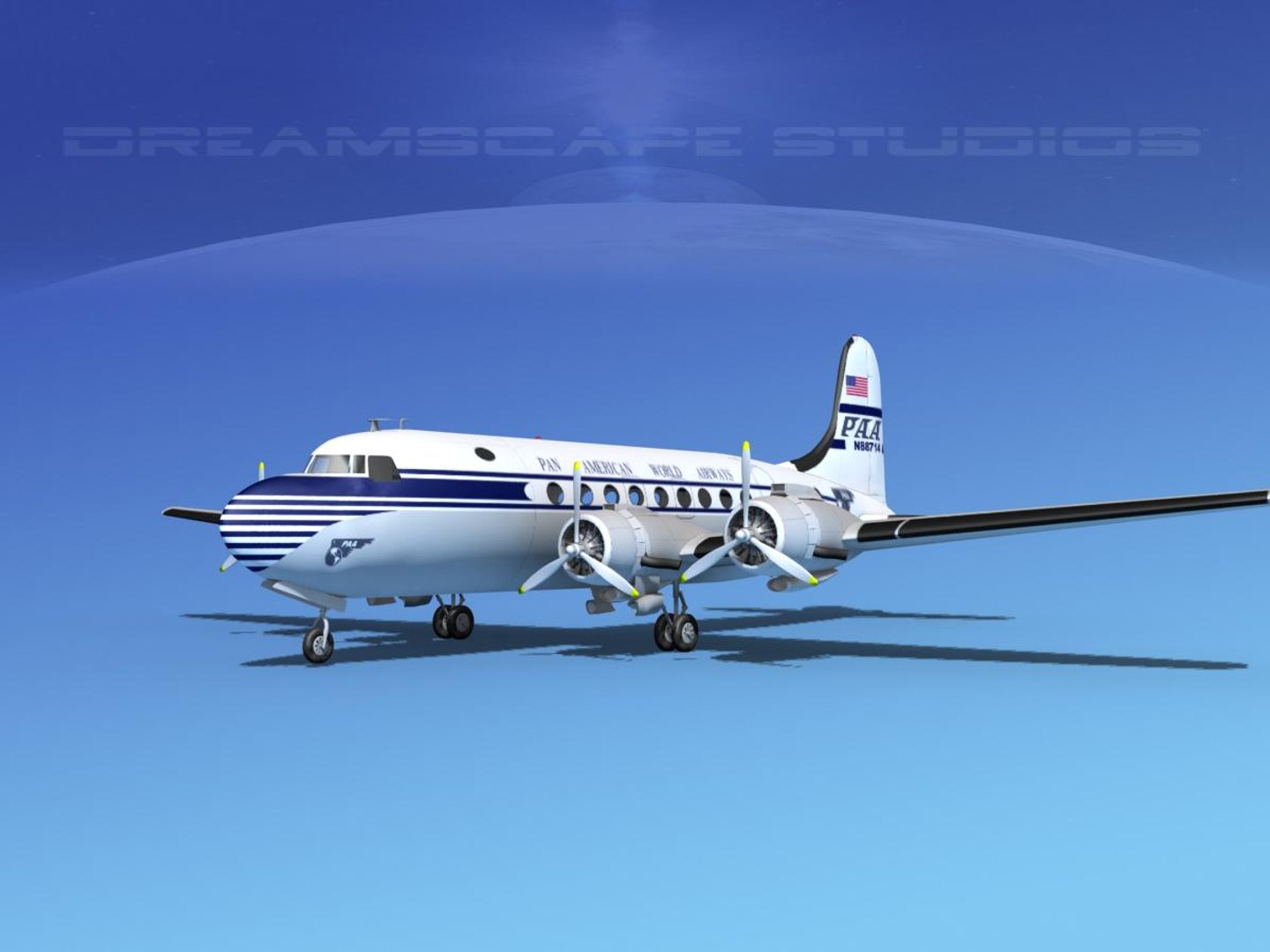 dc-4 airlines 3d dwg
