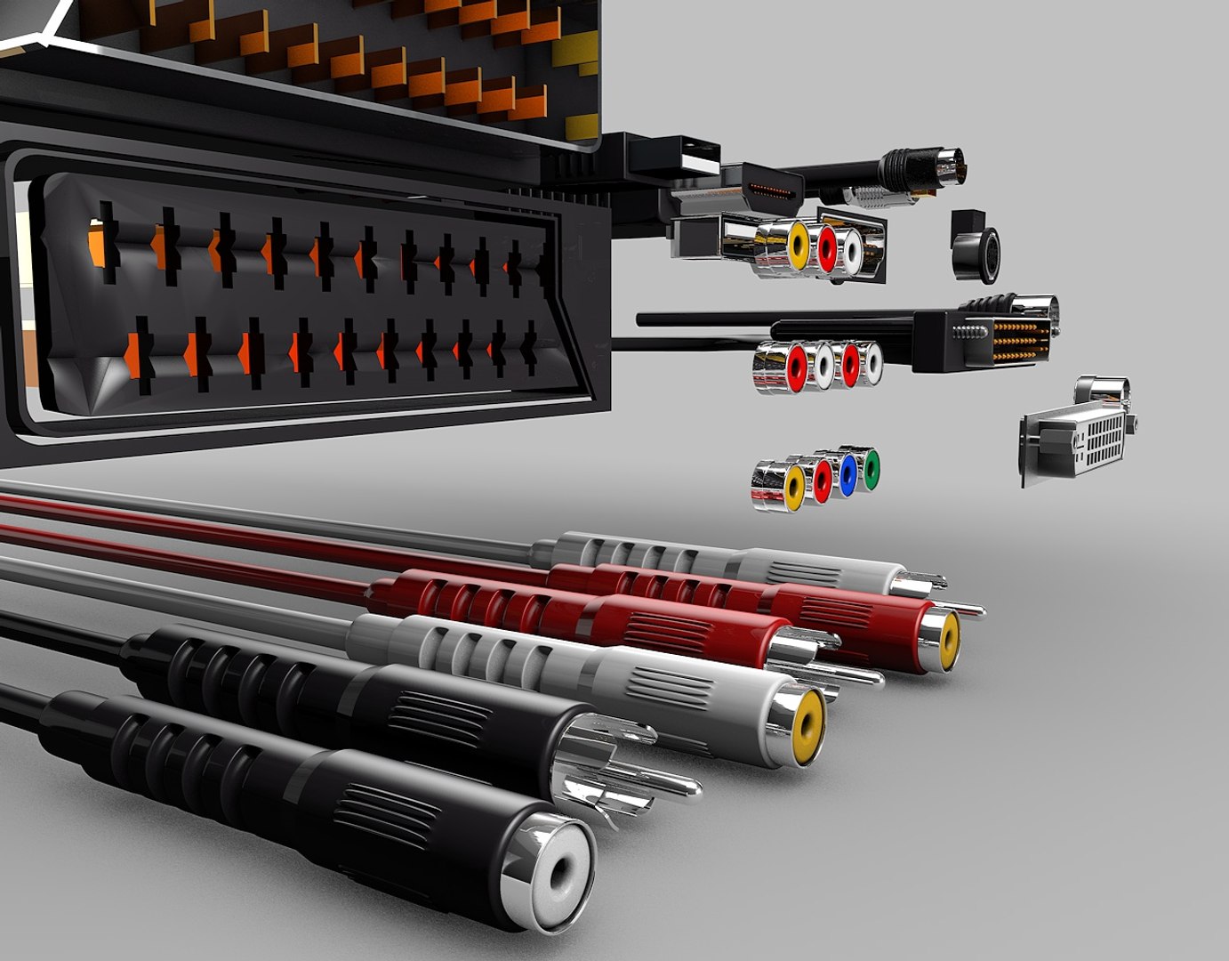 Electronic Cables Connectors Pack 3d Model