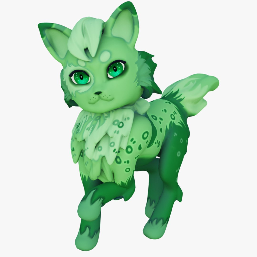 Stylized Green Cat 3D model - TurboSquid 2067247