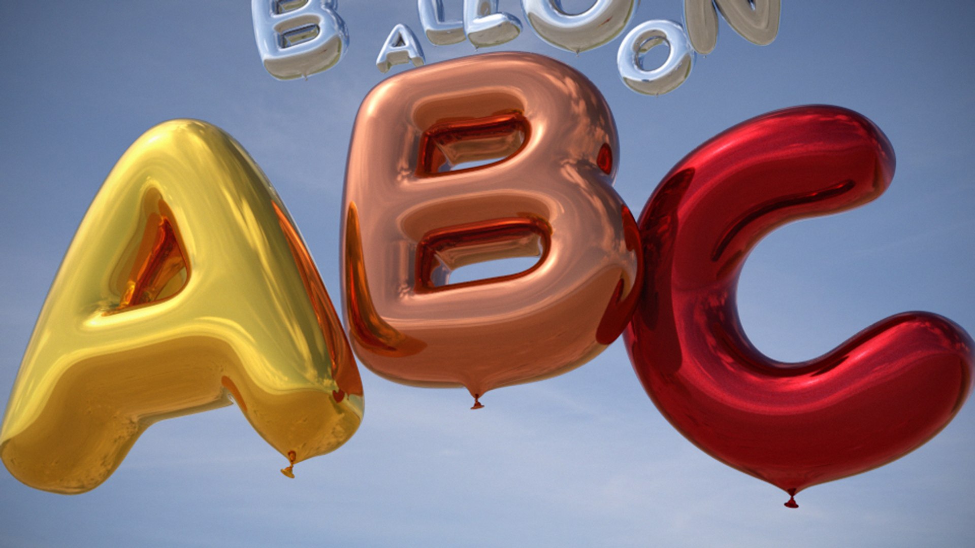 3d Model Balloons Inflated Letters