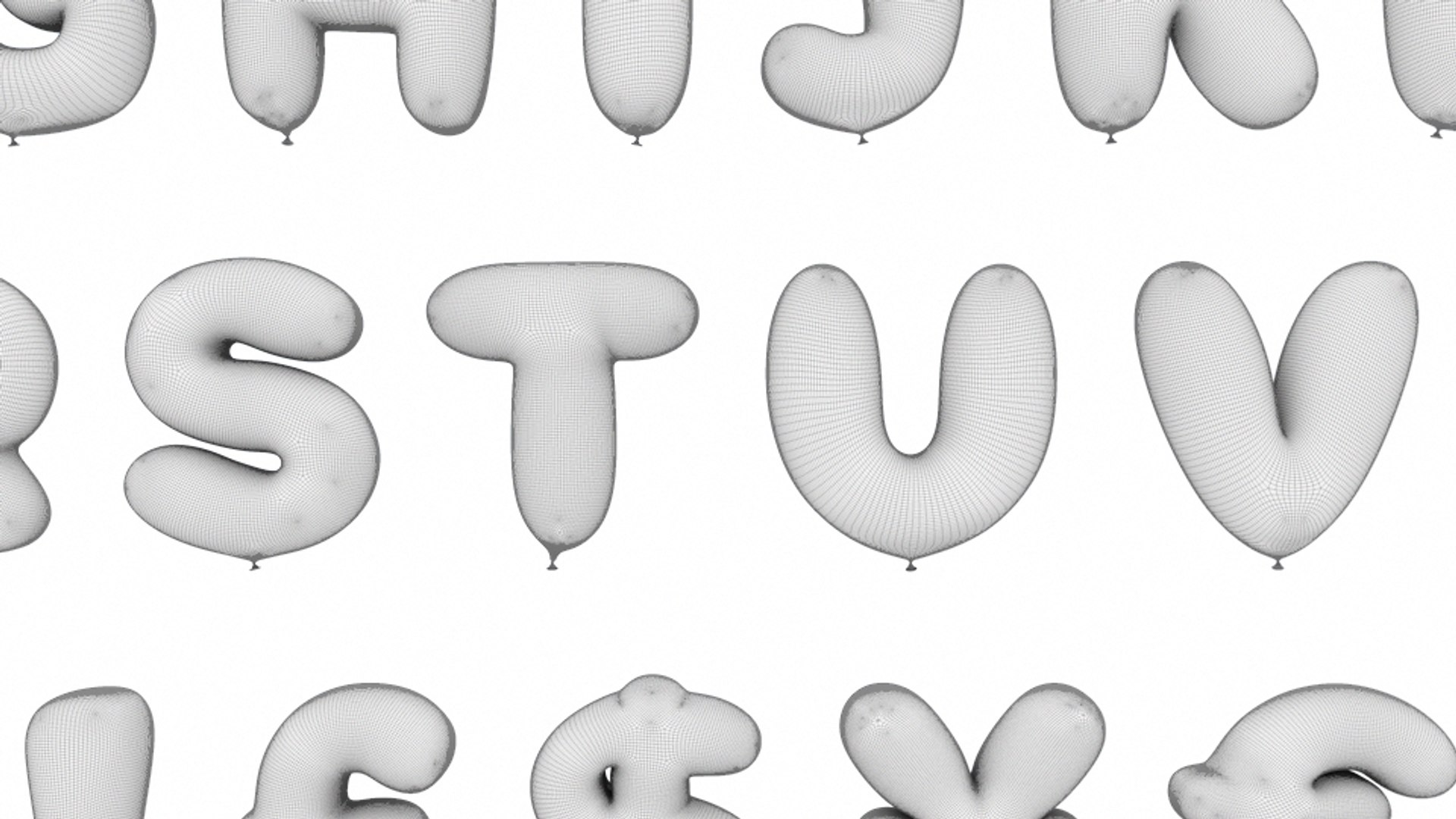 3d model balloons inflated letters