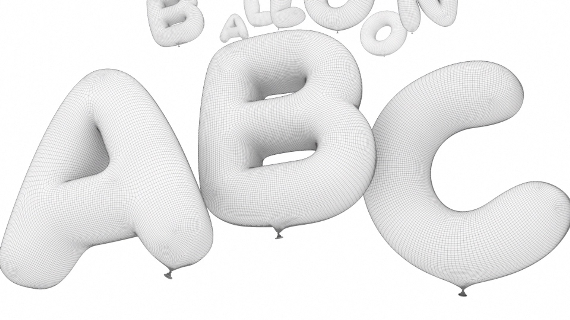 3d model balloons inflated letters