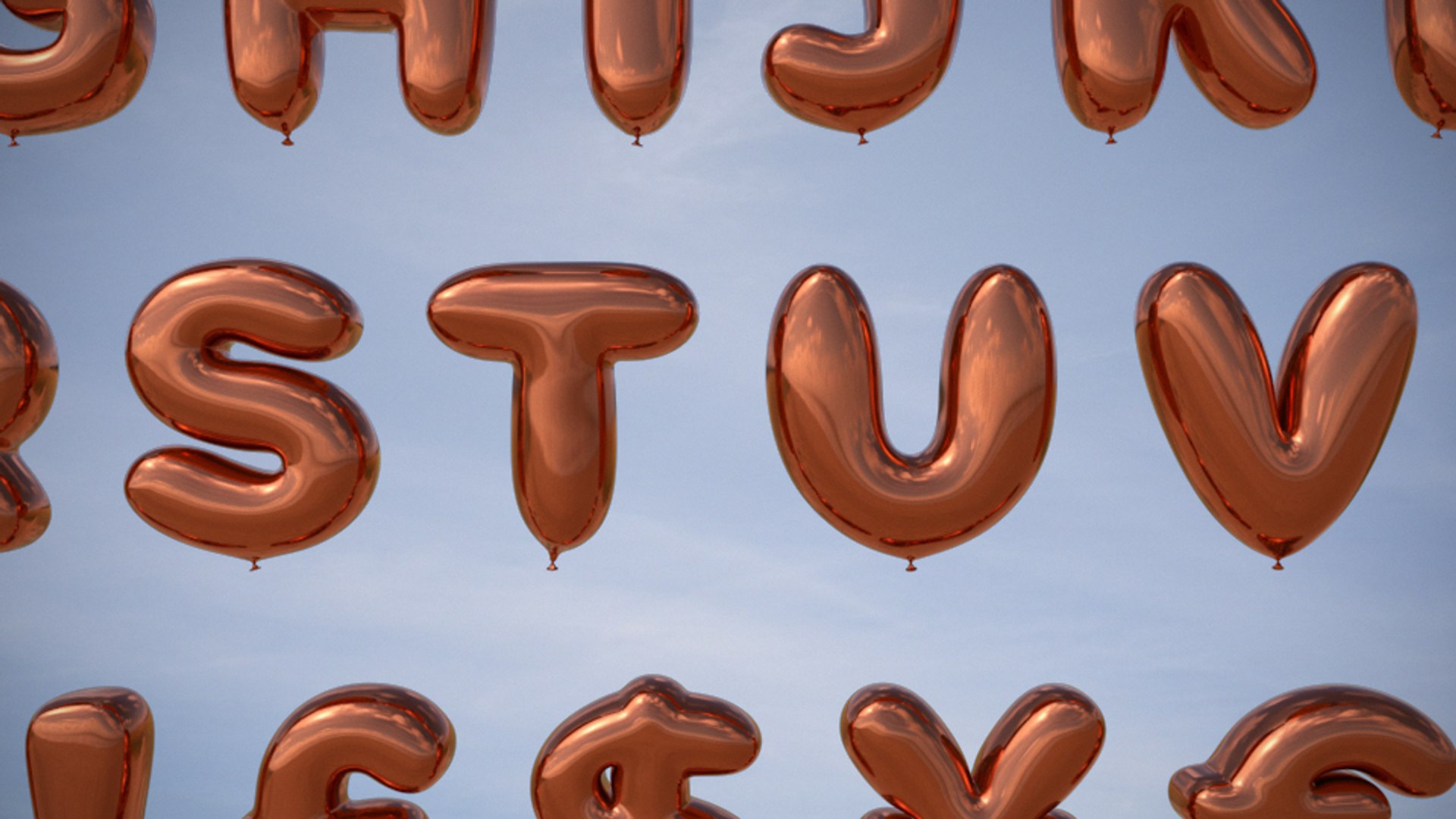3d model balloons inflated letters