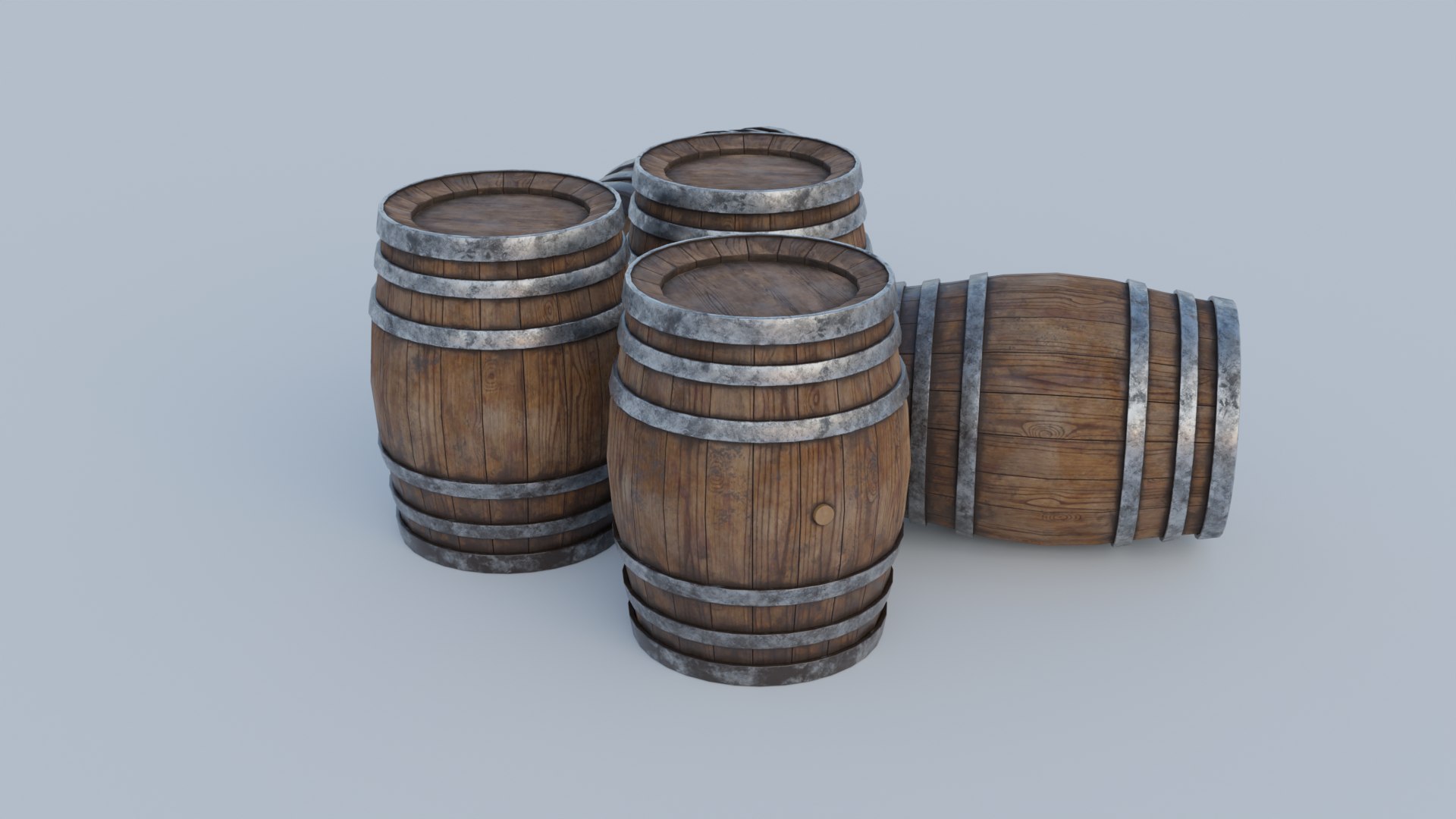 3D Wooden Barrel Model - TurboSquid 2185936