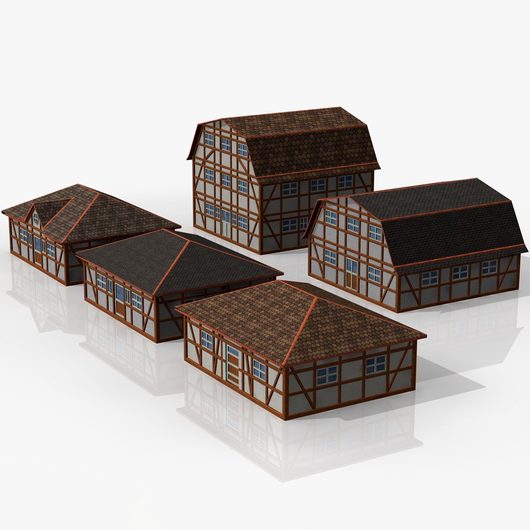 3D House 171 Low Poly Half-timbered House In 5 Variations Model - TurboSquid 2073935