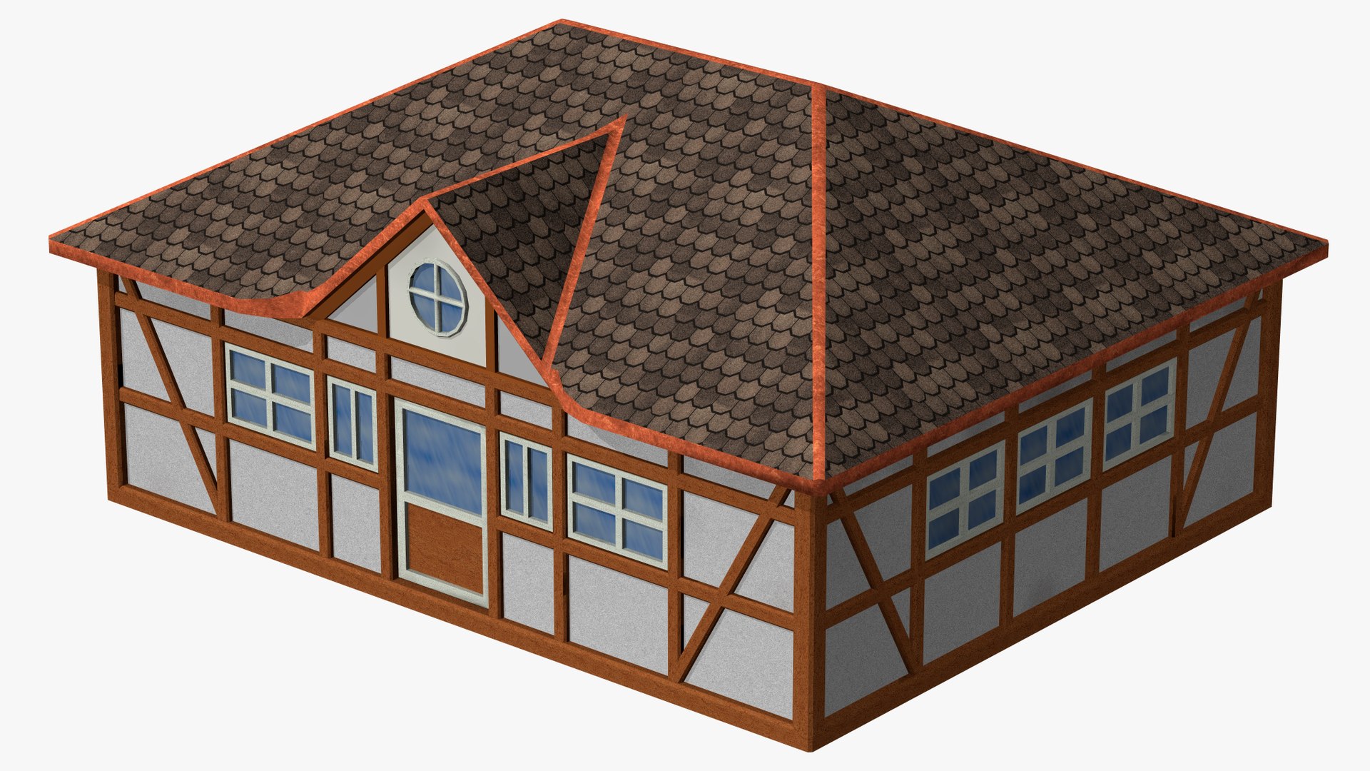 3D House 171 Low Poly Half-timbered House In 5 Variations Model ...