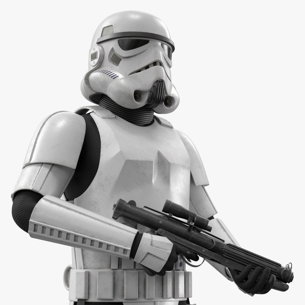 modèle 3D de Stormtrooper impérial Star Wars tenant un blaster, armure ...