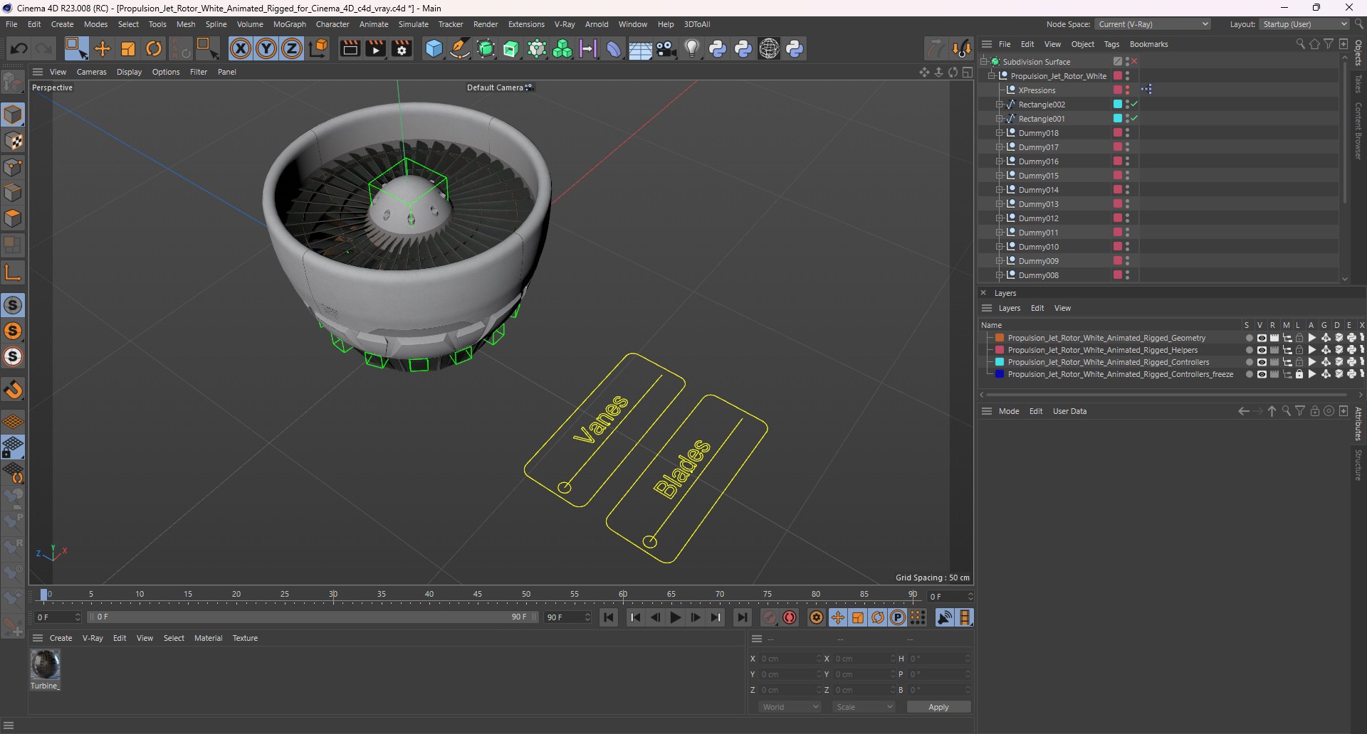3D Model Propulsion Jet Rotor White Animated Rigged For Cinema 4D ...