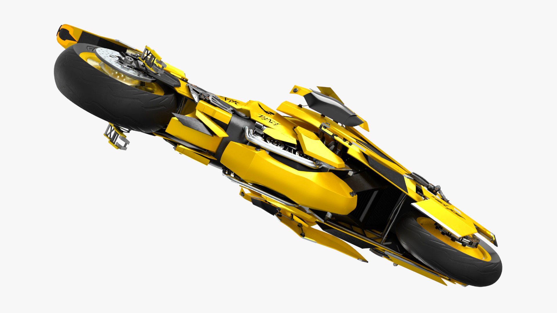 Futuristic Street Racing Motorcycle Yellow Color Rigged 3D Model ...