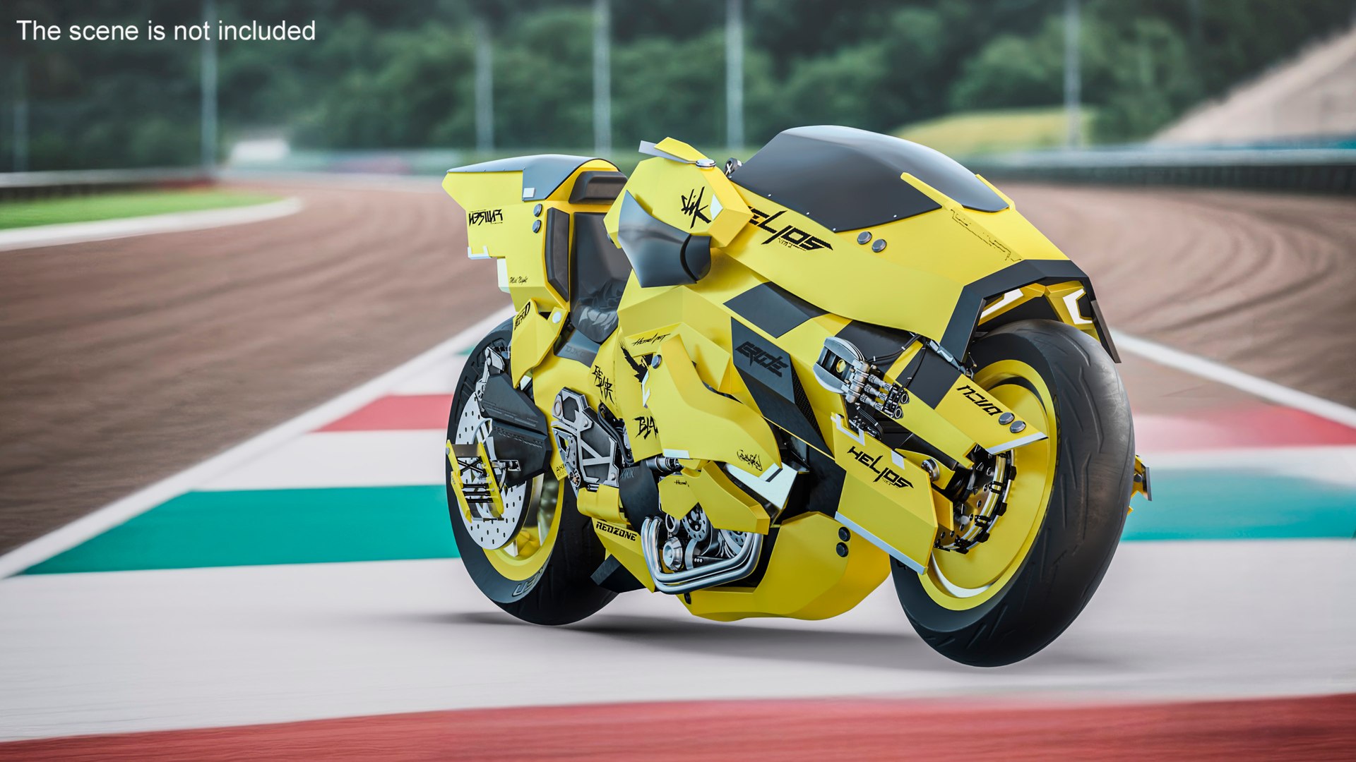 Futuristic Street Racing Motorcycle Yellow Color Rigged 3D Model ...