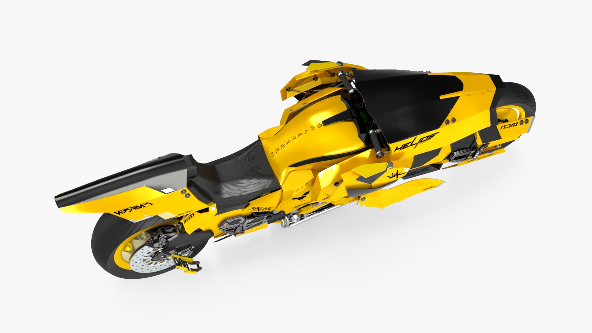 Futuristic Street Racing Motorcycle Yellow Color Rigged 3D Model ...