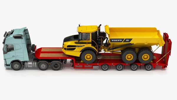 modelo 3d Volvo FH y camión articulado VOLVO A25G sobre remolque Lowboy - TurboSquid 2326455