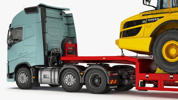 볼보 FH 및 관절형 트럭 로우보이 트레일러에 장착된 볼보 A25G 3D 모델 - TurboSquid 2326455