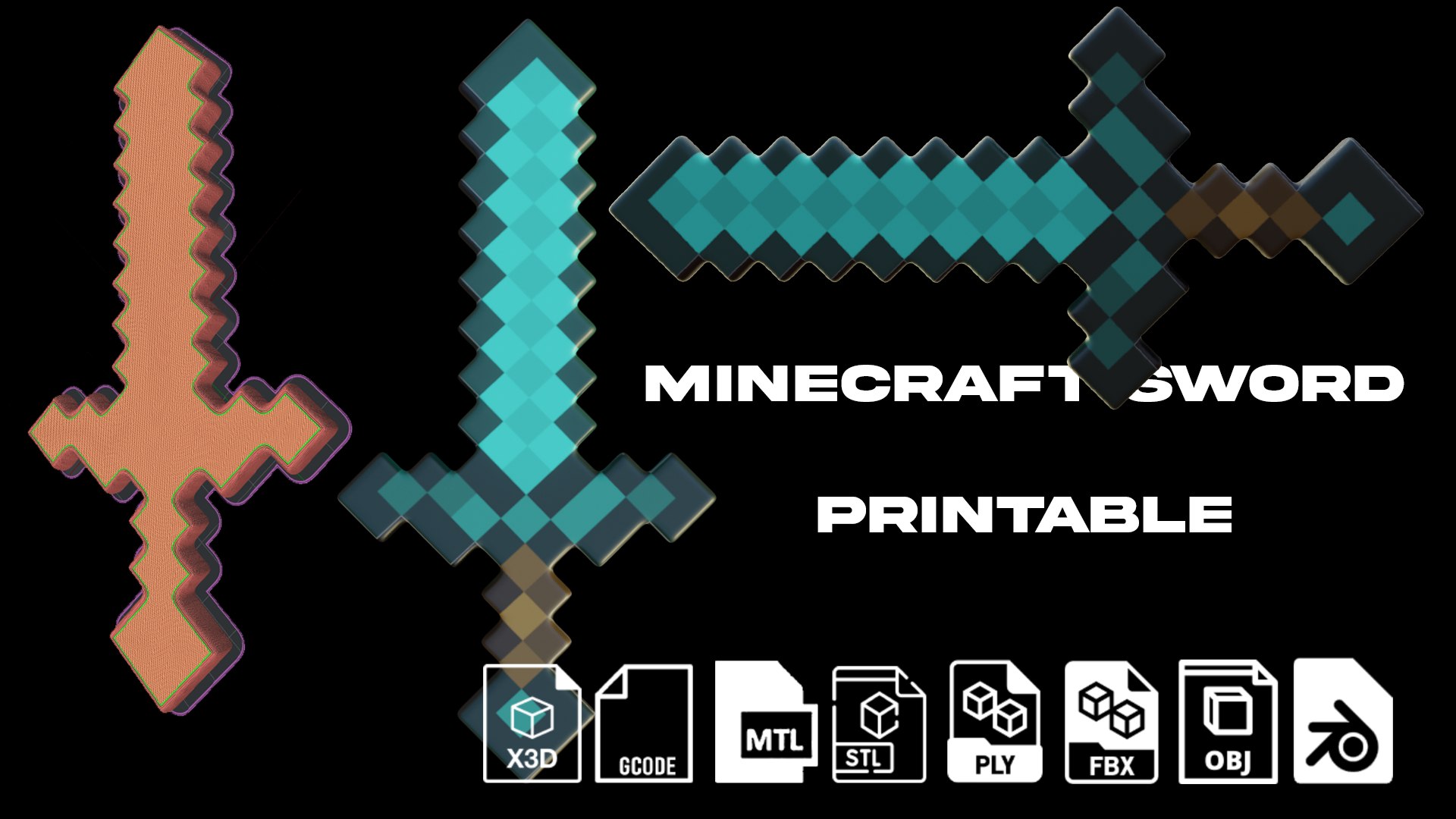 3D модель Minecraft sword - TurboSquid 1998877