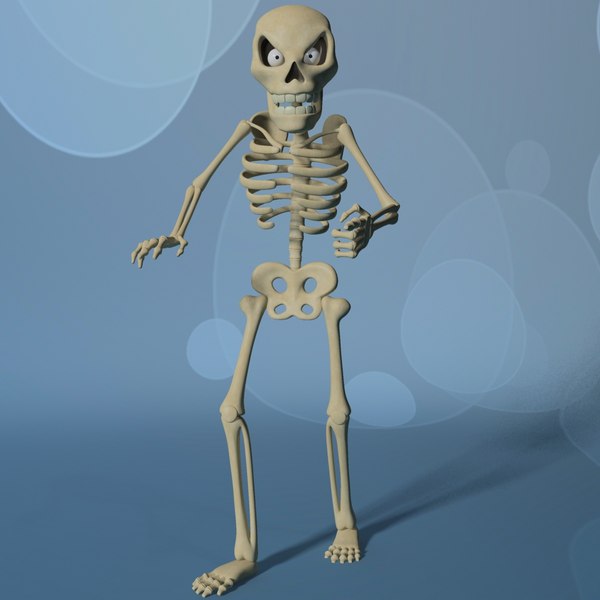 3d 3ds cartoon skeleton rigged