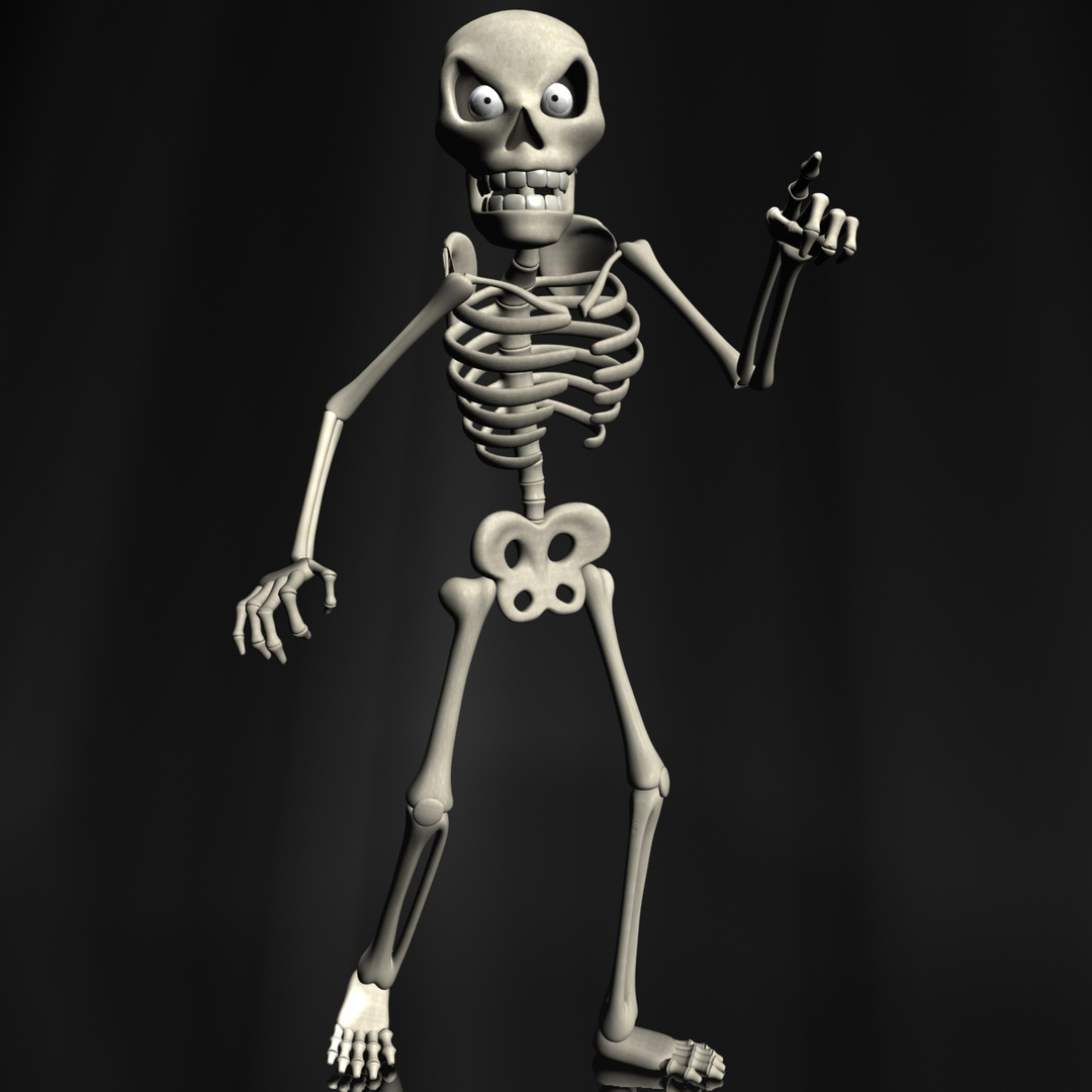 3d 3ds cartoon skeleton rigged