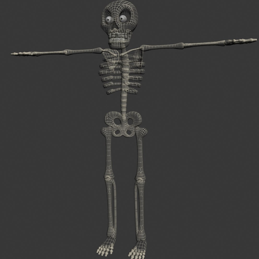 3d 3ds Cartoon Skeleton Rigged