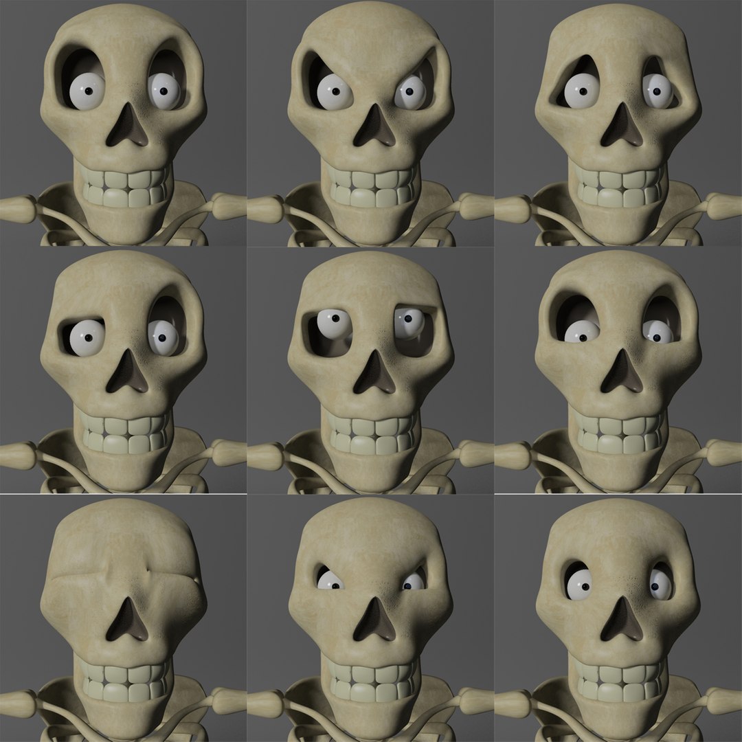 3d 3ds Cartoon Skeleton Rigged