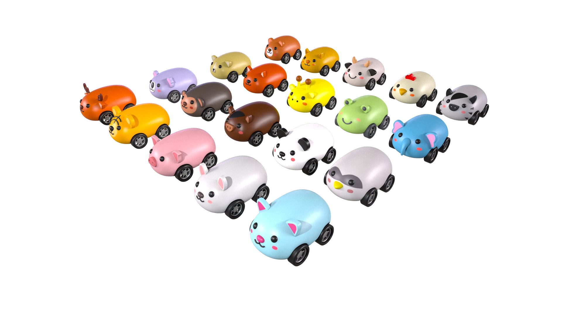 Cartoon Animal Car Cute Pack 01 Model - TurboSquid 2239059