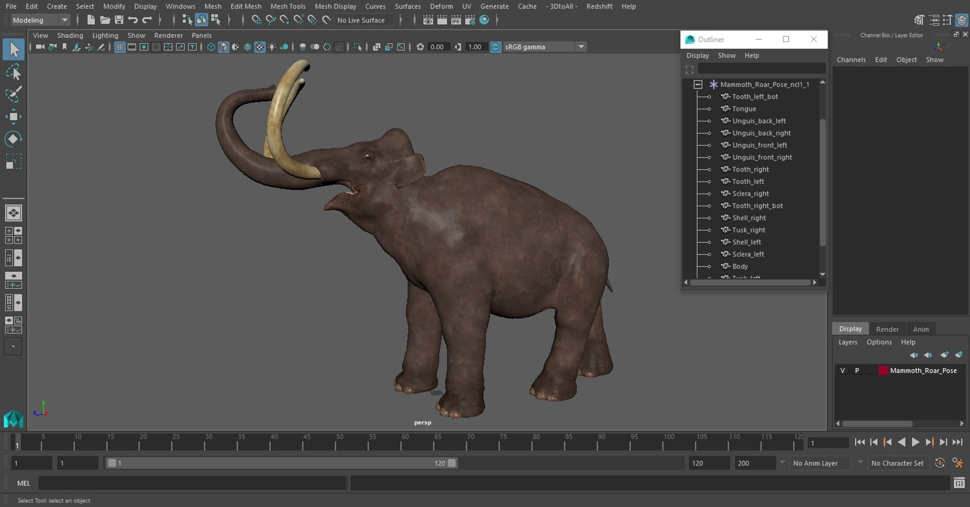 3D Model Mammoth Roar Pose - TurboSquid 1803329