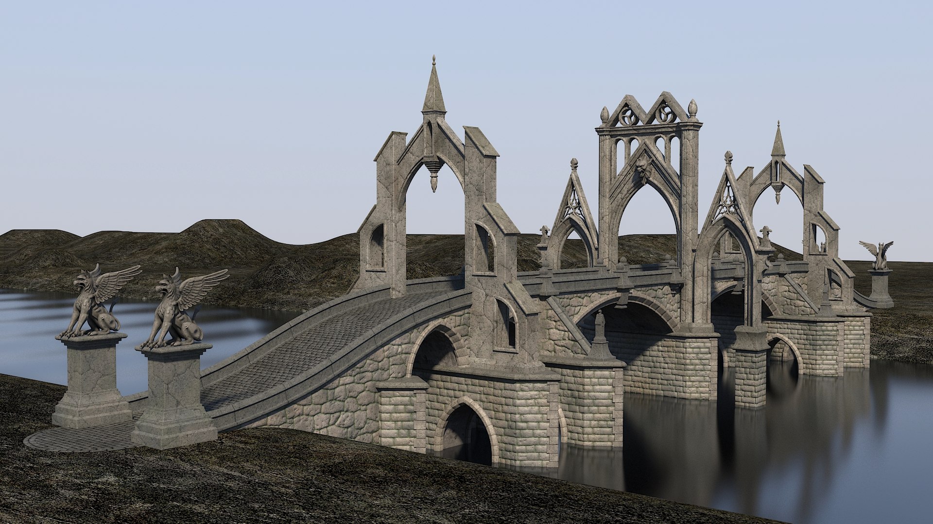 3D Gothic Bridge 02 - TurboSquid 1721902