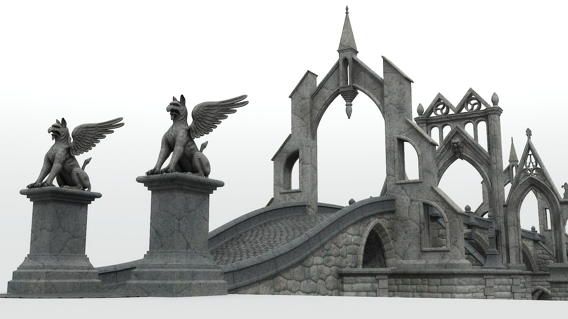 3D Gothic Bridge 02 - TurboSquid 1721902